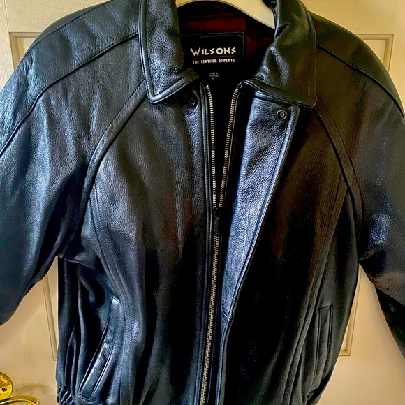 Wilsons Leather | Jackets & Coats | Black Leather Bomber Jacket ...